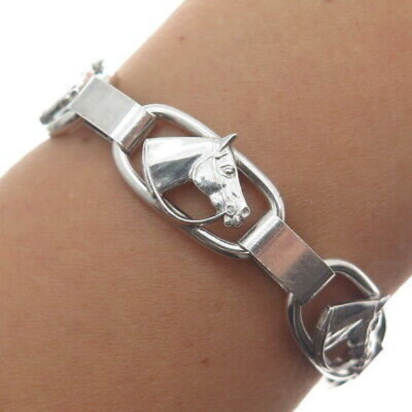 Jewelry | 925 Sterling Silver Antique Art Deco Horse Link Bracelet 7 | Poshmark